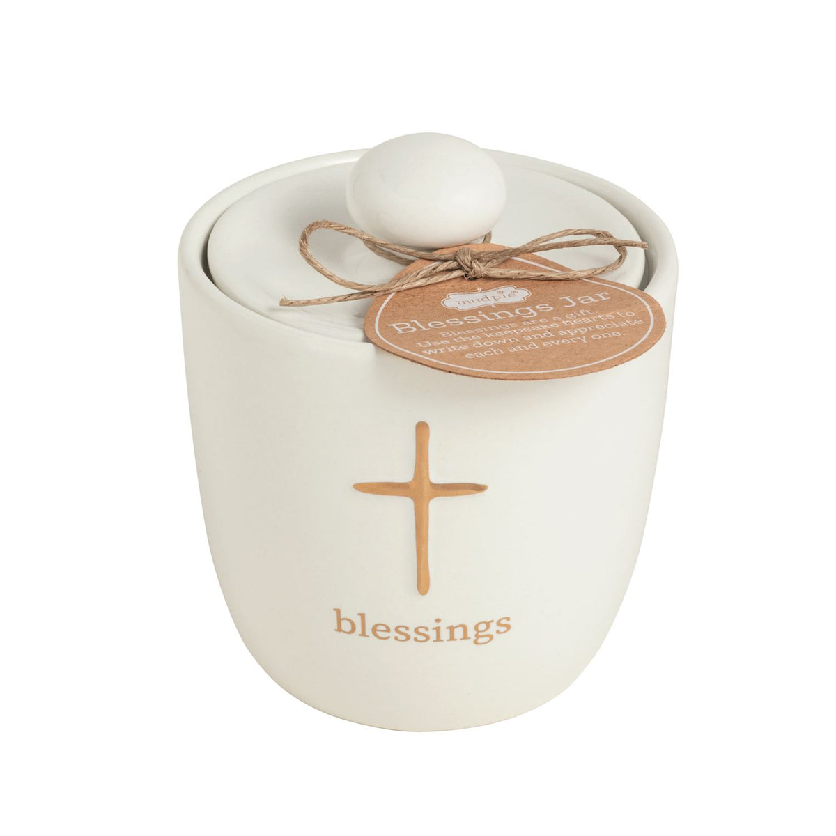 Ceramic Cross Blessings Jar – Citrus and Moss