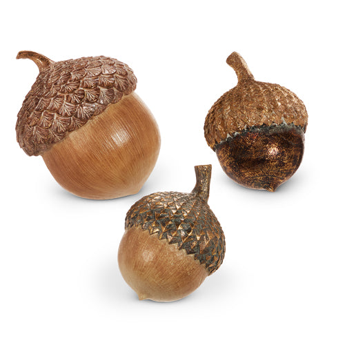 ASSORTED 5.5" Gilded Acorns – Citrus and Moss