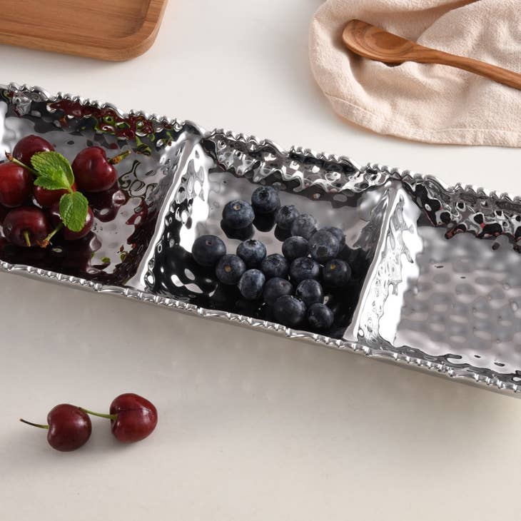 Pampa Bay- 3 Section Serving Piece- Silver – Citrus and Moss