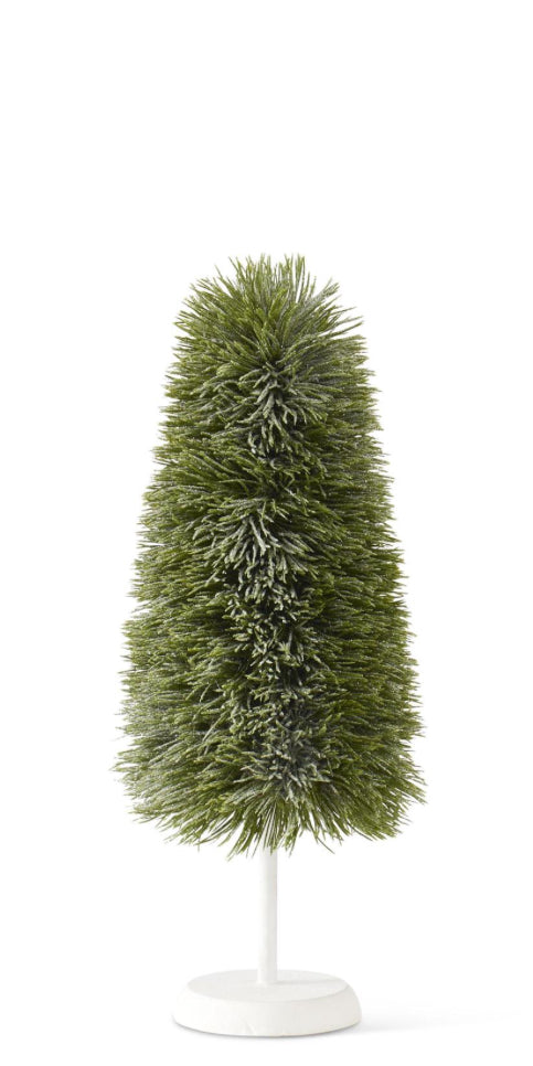 Glittered Snowy Pine Trees with Wood Base – Citrus and Moss