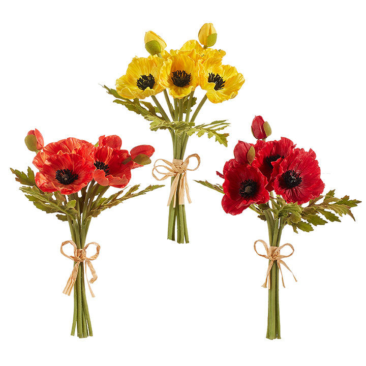10.5" REAL TOUCH POPPY BOUQUET, ASST. COLORS – Citrus and Moss